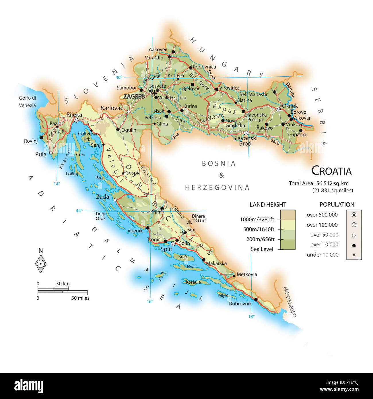 Map of Croatia Stock Photo - Alamy
