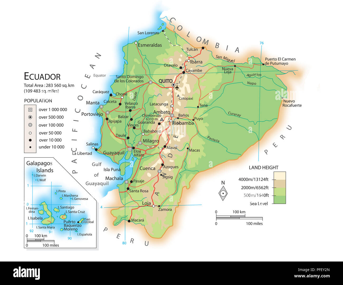 Map of Ecuador Stock Photo - Alamy