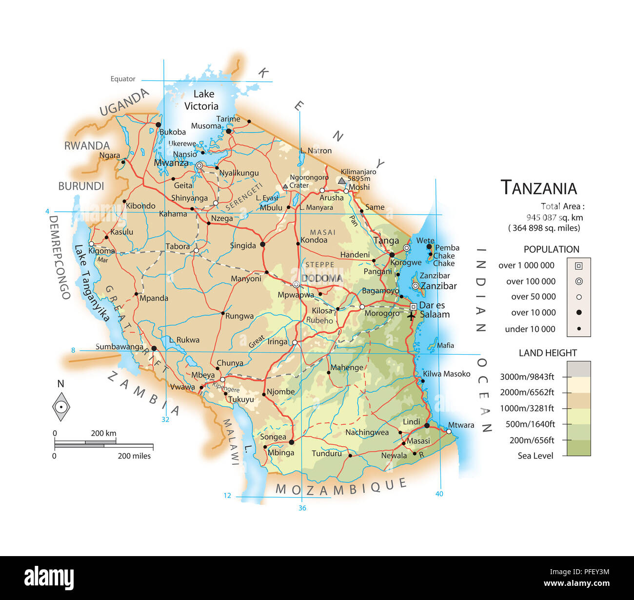 Map of tanzania hi-res stock photography and images - Alamy