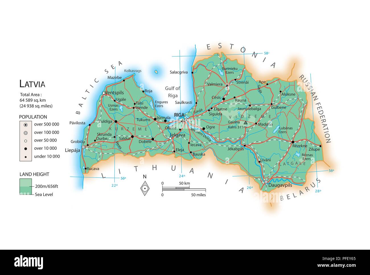 latvia location on the map