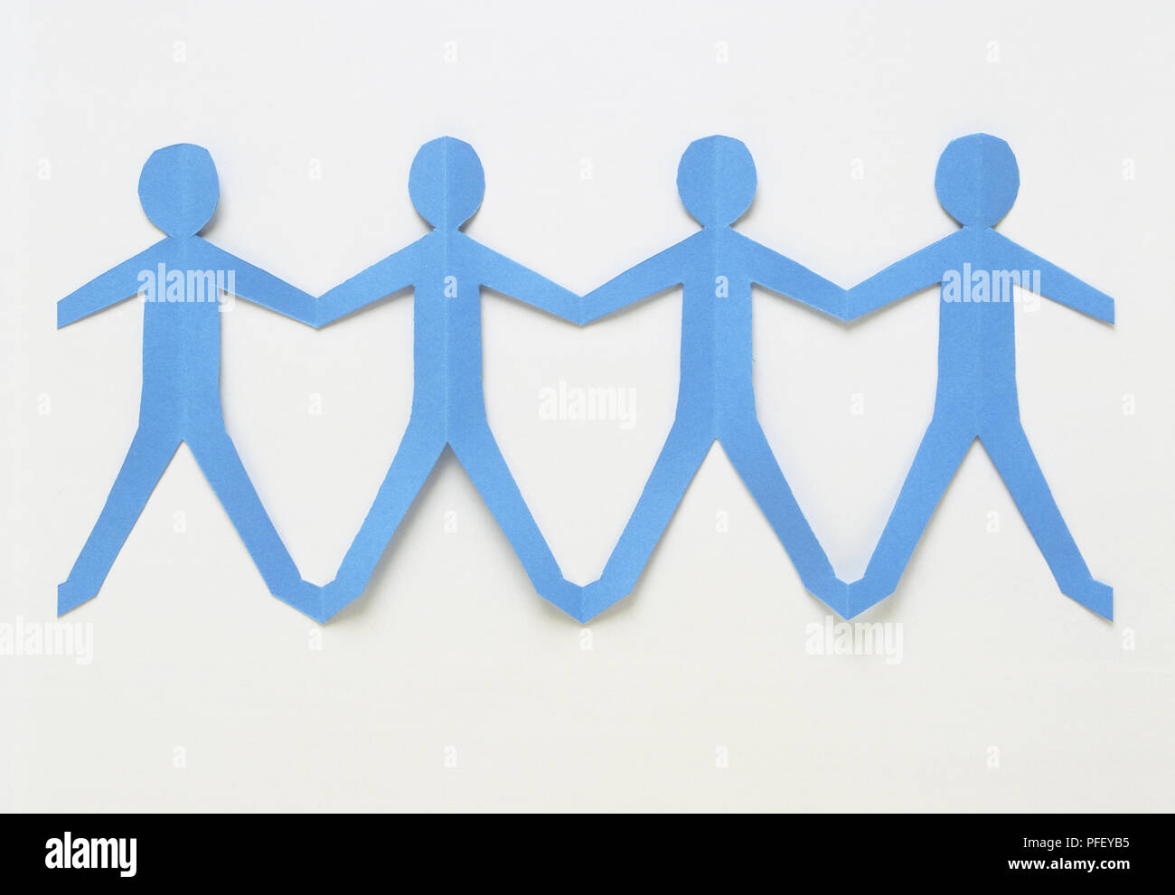 Blue paper-chain people, front view Stock Photo - Alamy
