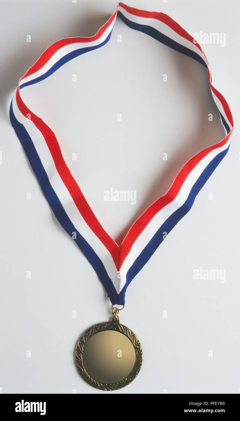 Medal on red, white and blue ribbon Stock Photo - Alamy