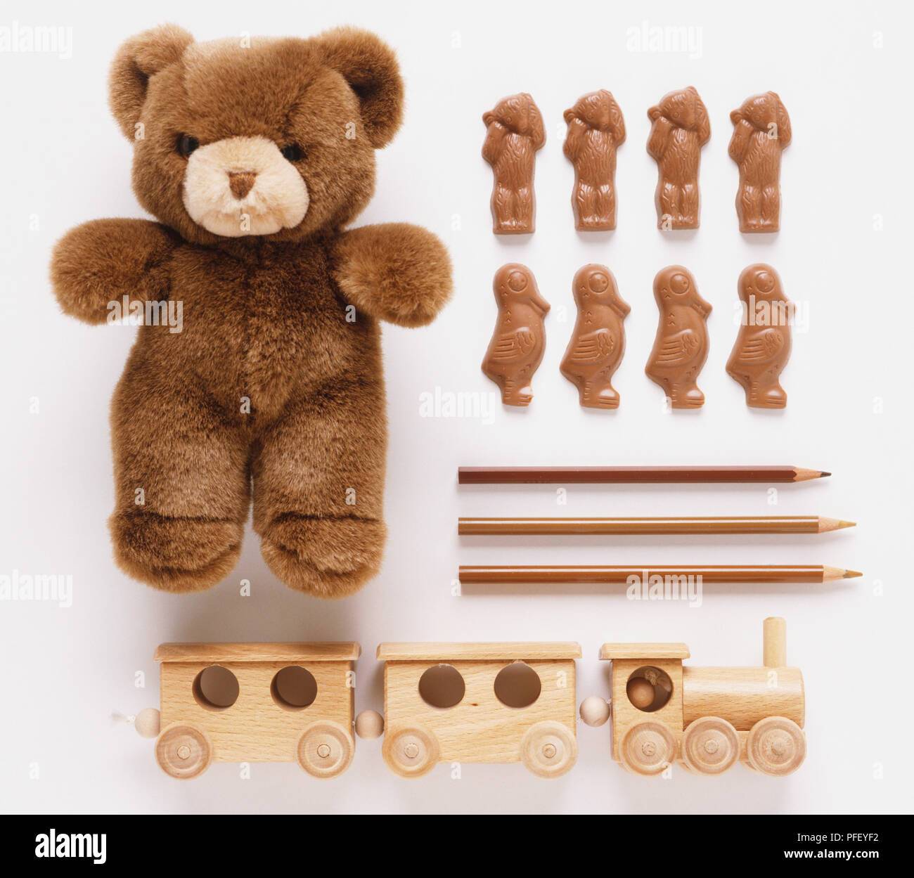 Selection of brown objects, including teddy bear, bear and bird shaped ...