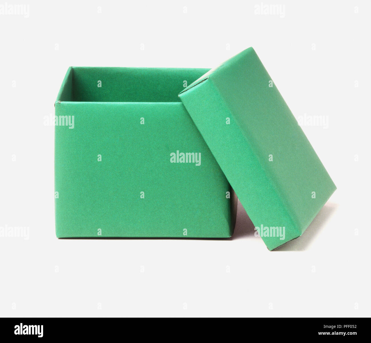 Square green box, lid at side Stock Photo - Alamy