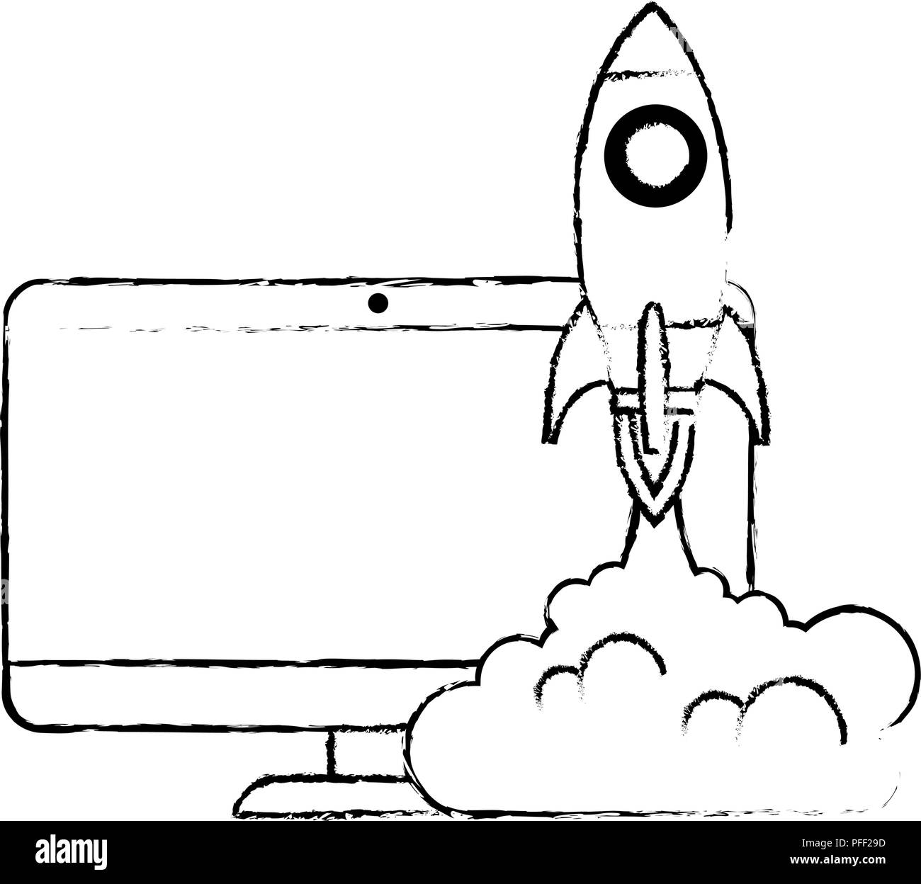 monitor computer with rocket launcher Stock Vector Image & Art - Alamy