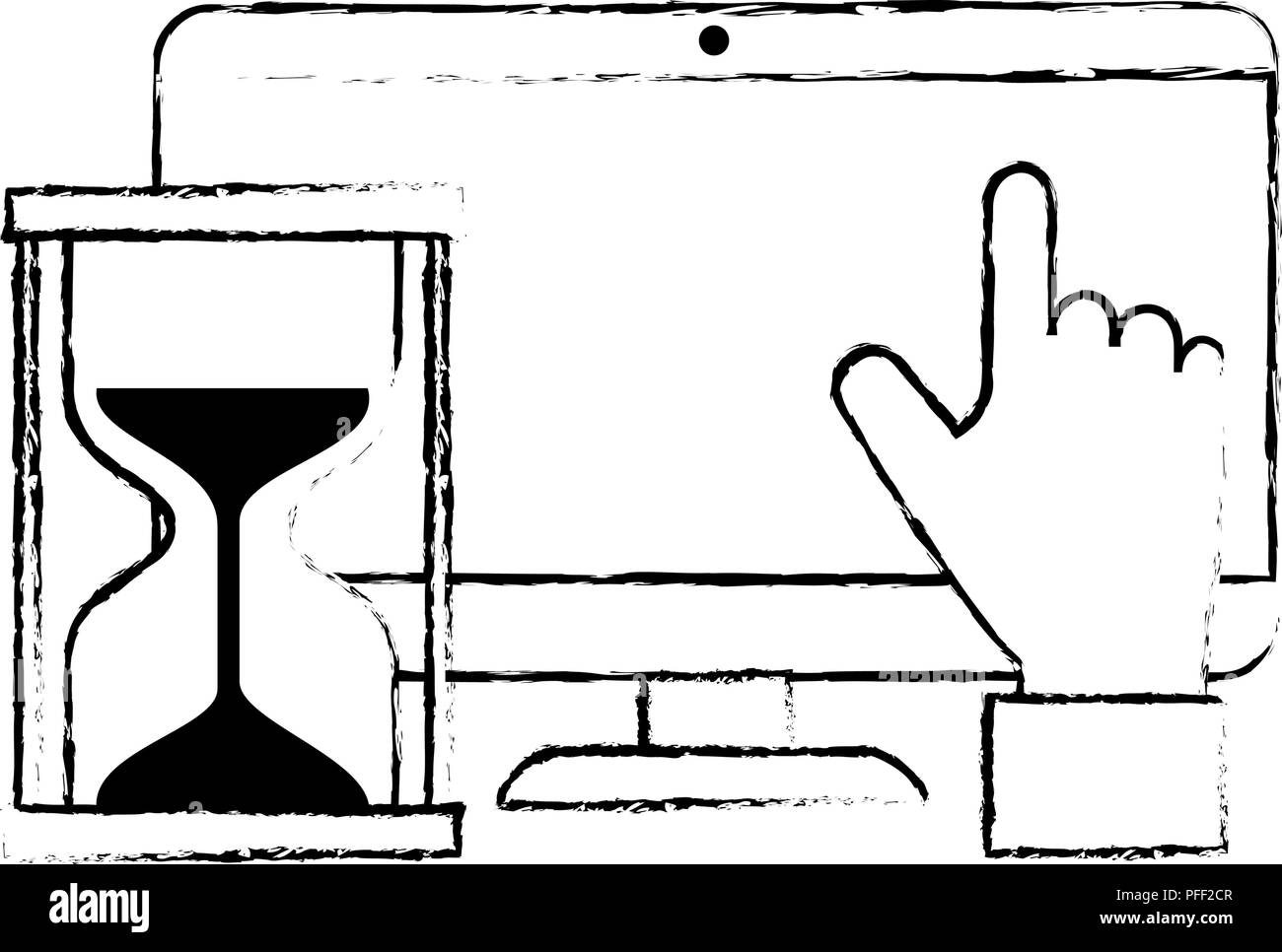 monitor computer with hand and hourglass Stock Vector Image & Art - Alamy