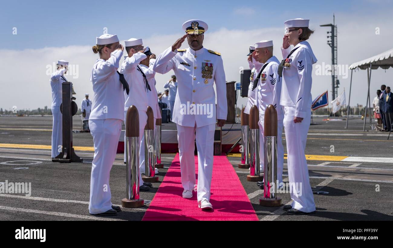 SAN DIEGO (June 12, 2018) Rear Adm. Alvin Holsey renders a salute ...