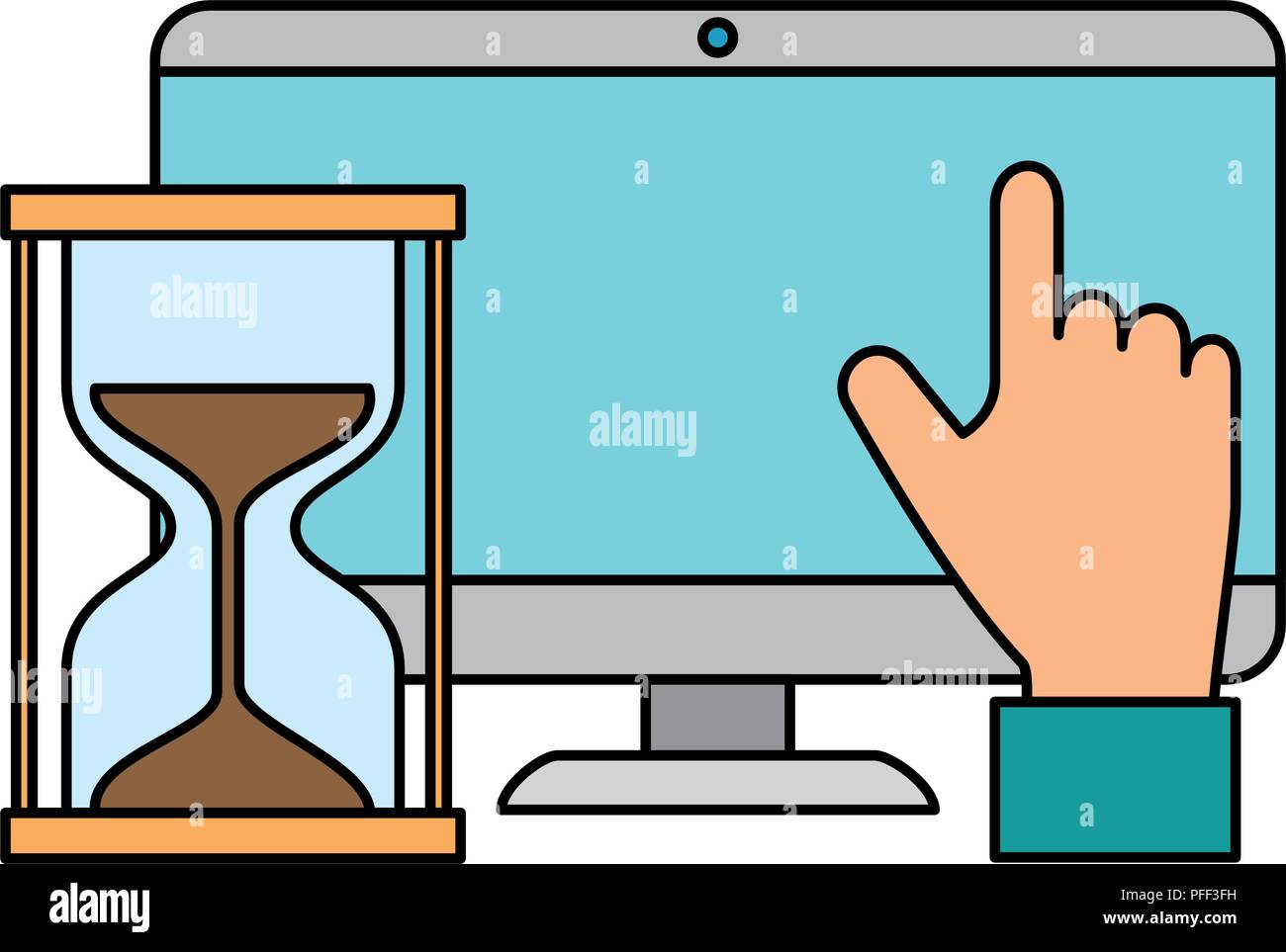 monitor computer with hand and hourglass Stock Vector Image & Art - Alamy
