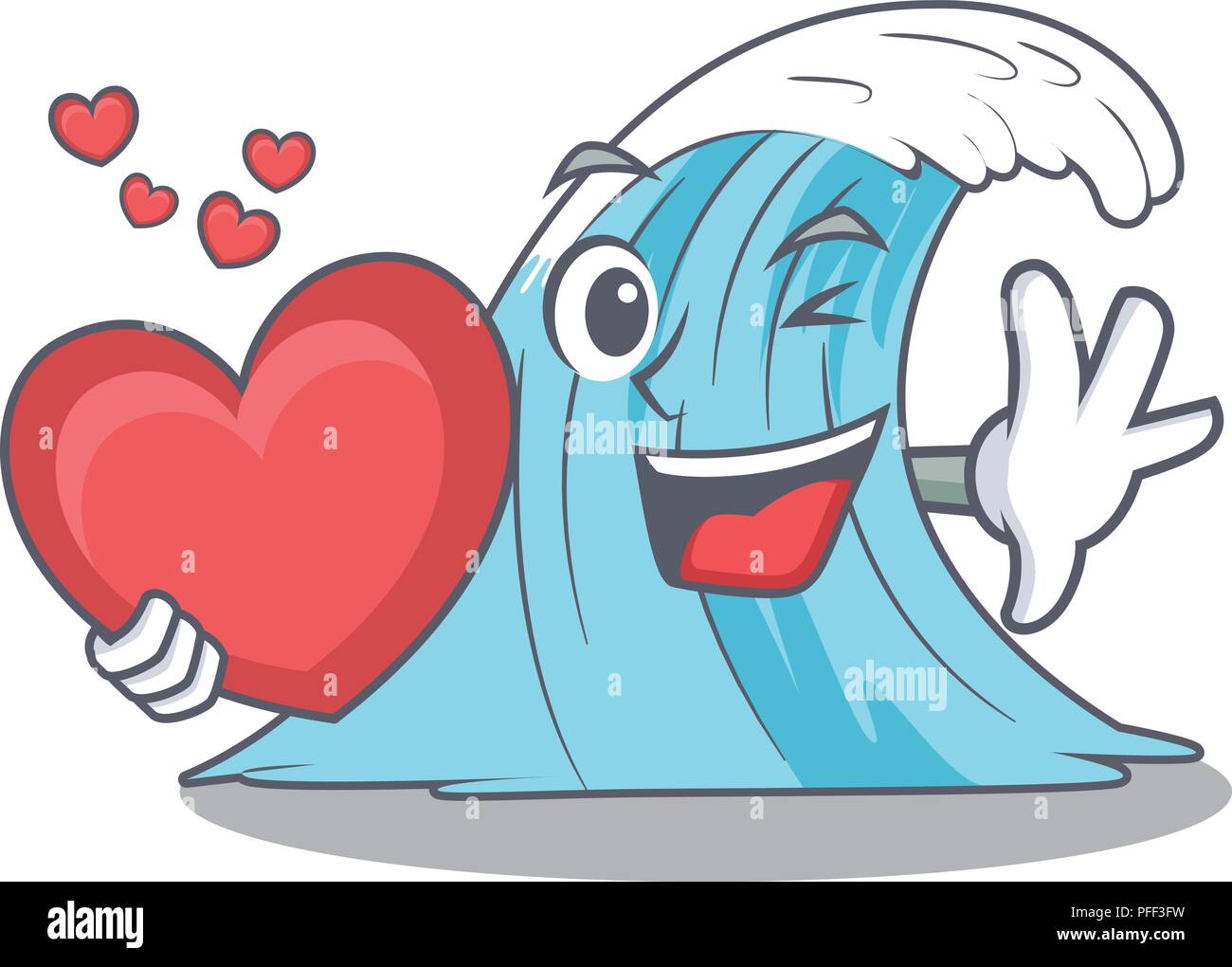 With heart cartoon blue wave surf Stock Vector Image & Art - Alamy