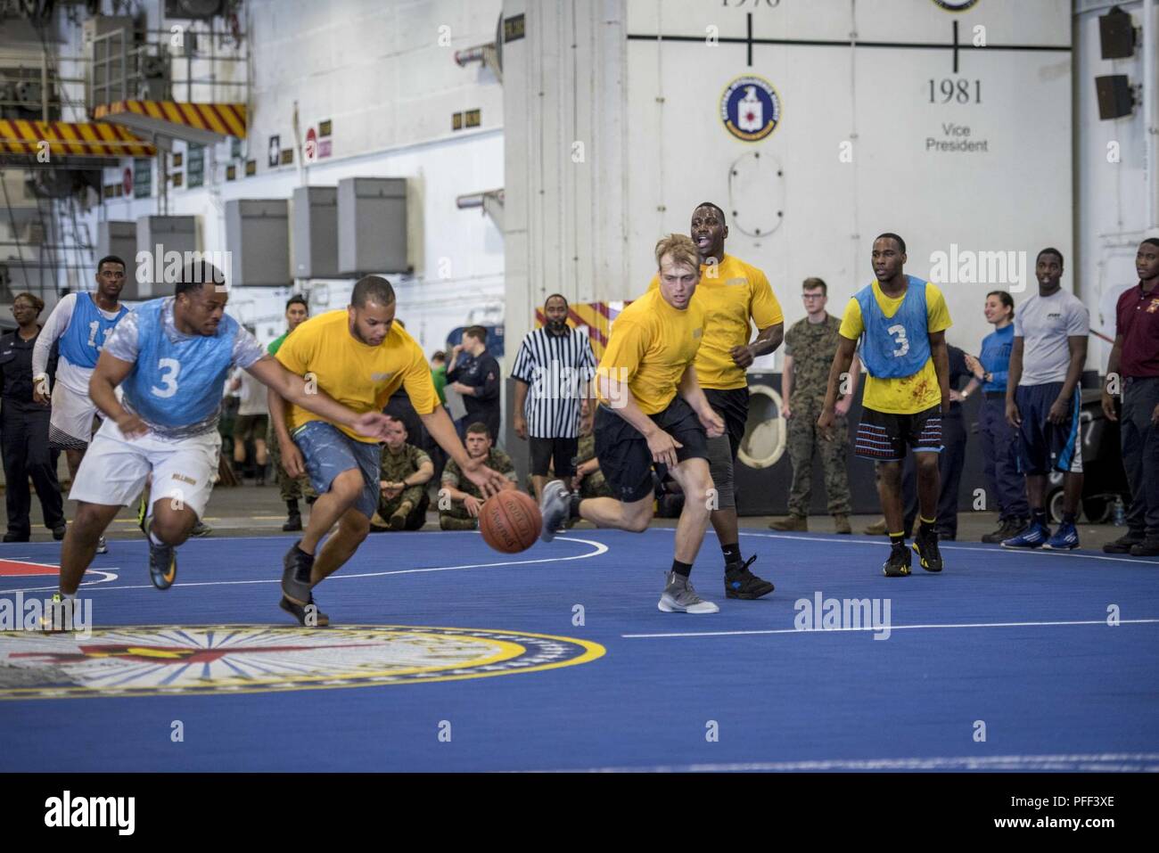 ATLANTIC OCEAN (June 12, 2018) Sailors play a basketball game as part ...