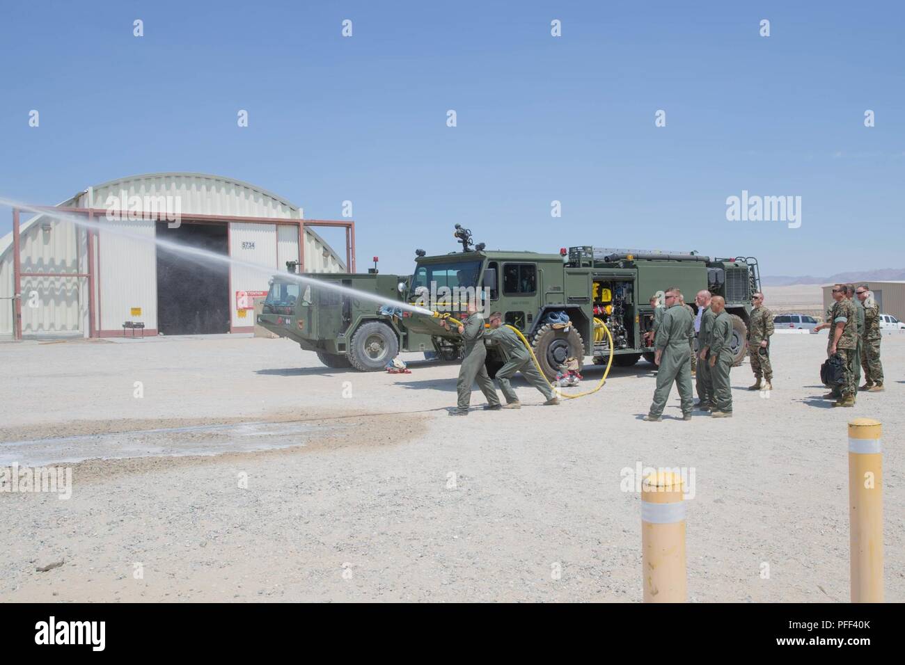Marines with crash fire rescue detachment, Marine Wing Support Squadron ...