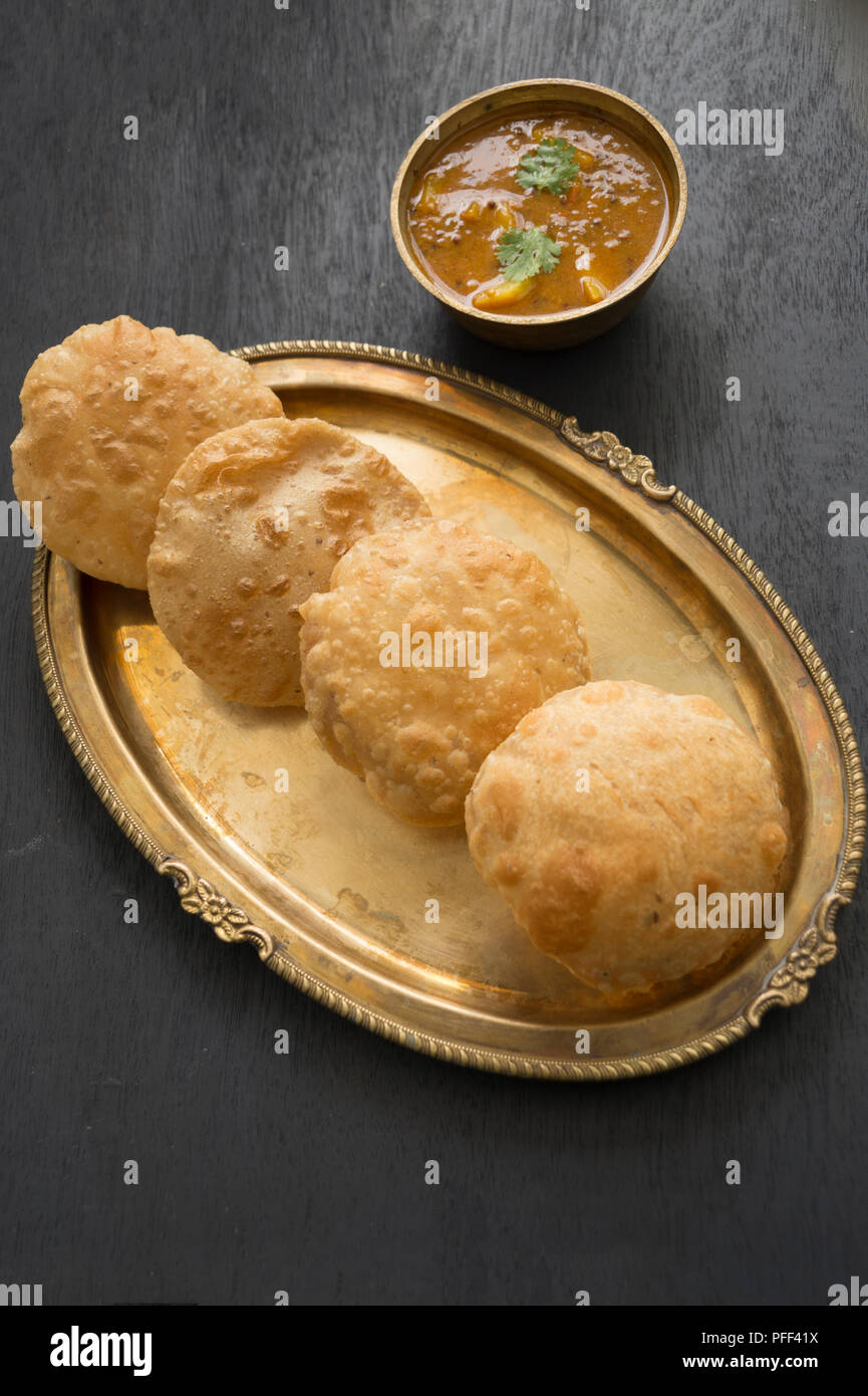 Aloo puri indian dish Stock Photo - Alamy