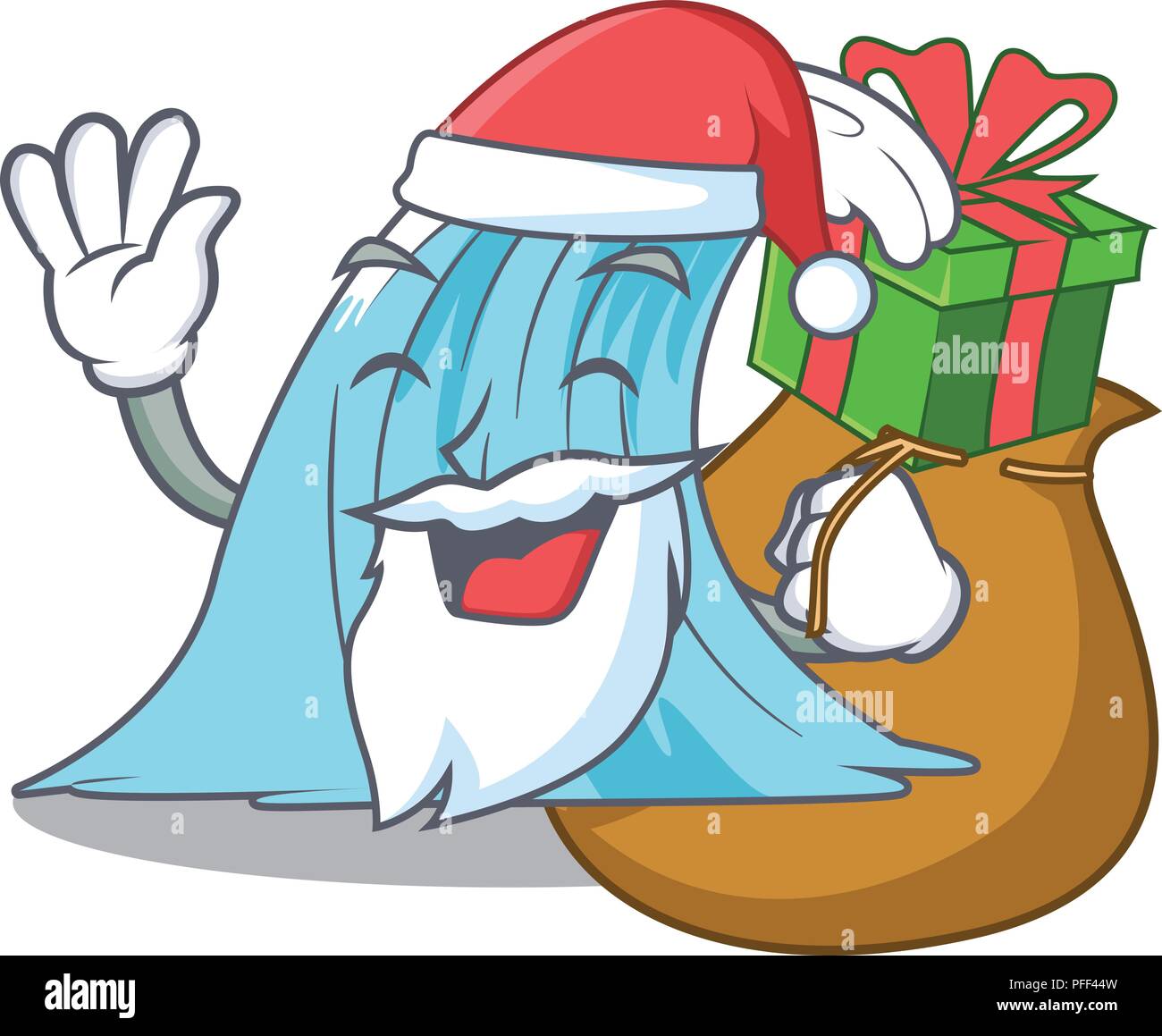 Santa with gift splash surf wave cartoon Stock Vector Image & Art - Alamy