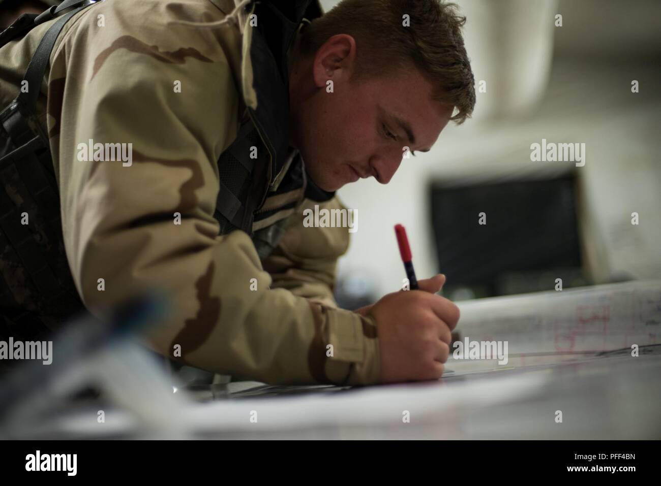 Oklahoma Army National Guard's Pfc. Dylan Miller, forward observer with ...