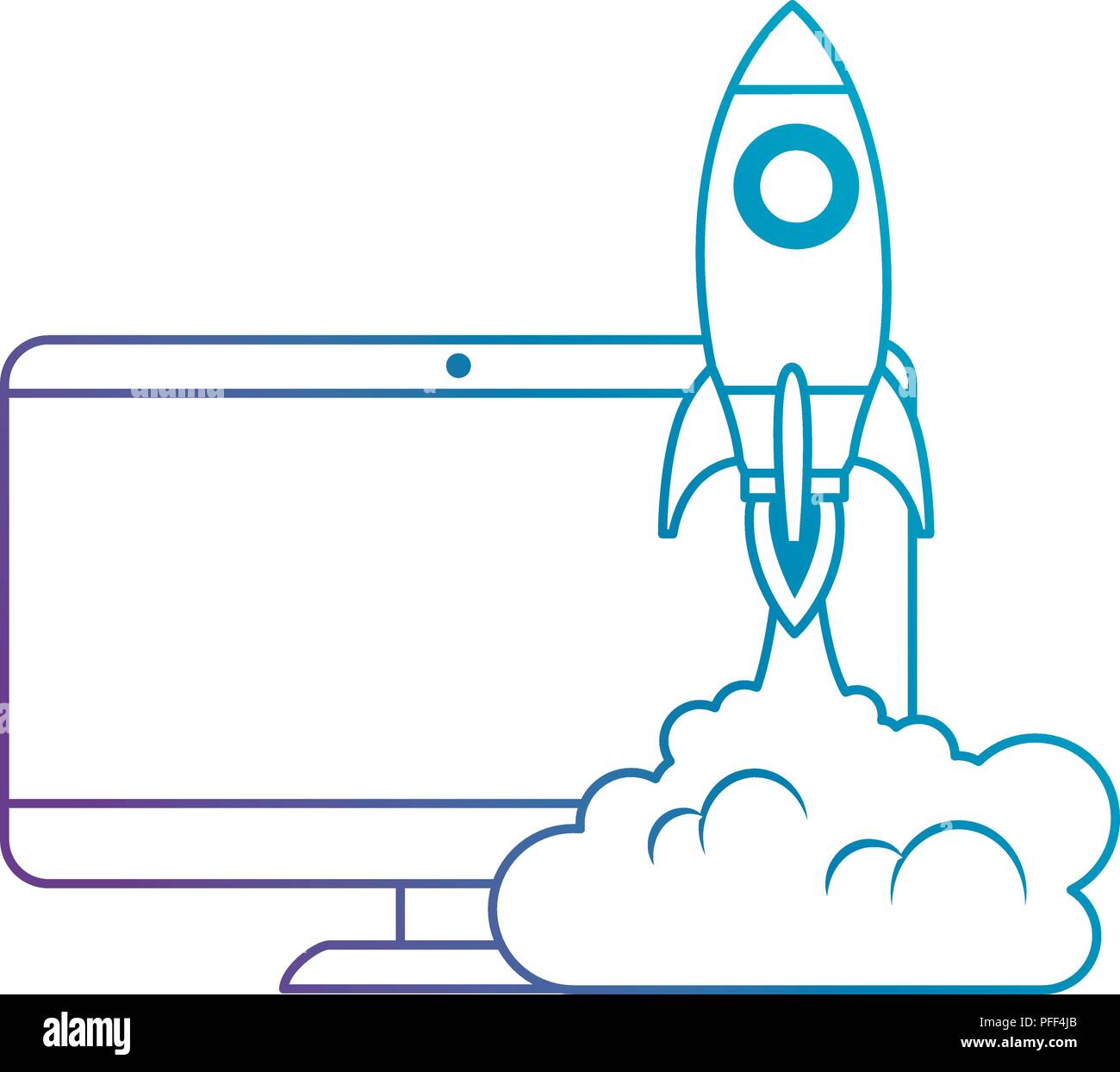 monitor computer with rocket launcher Stock Vector Image & Art - Alamy