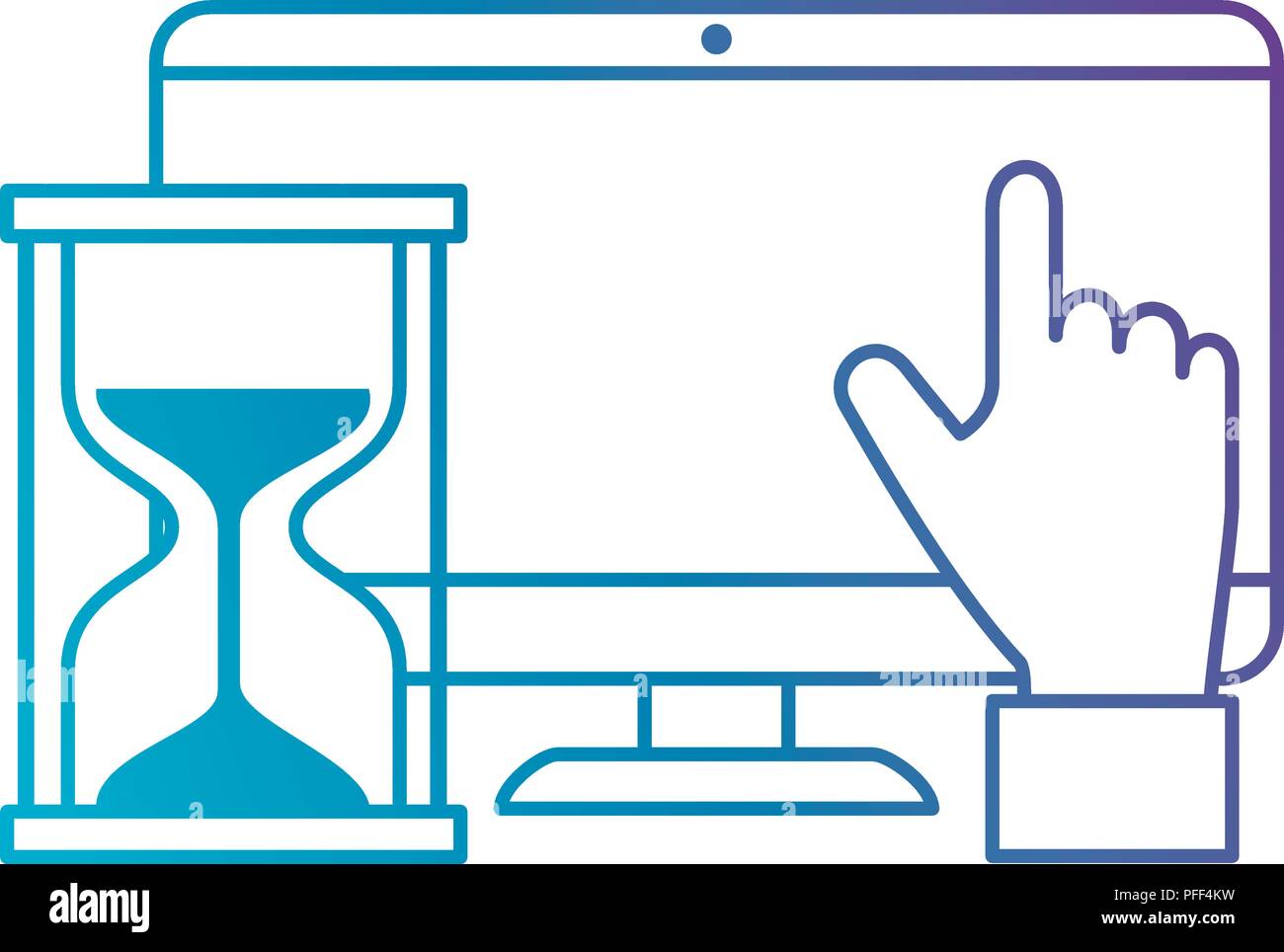 monitor computer with hand and hourglass Stock Vector Image & Art - Alamy