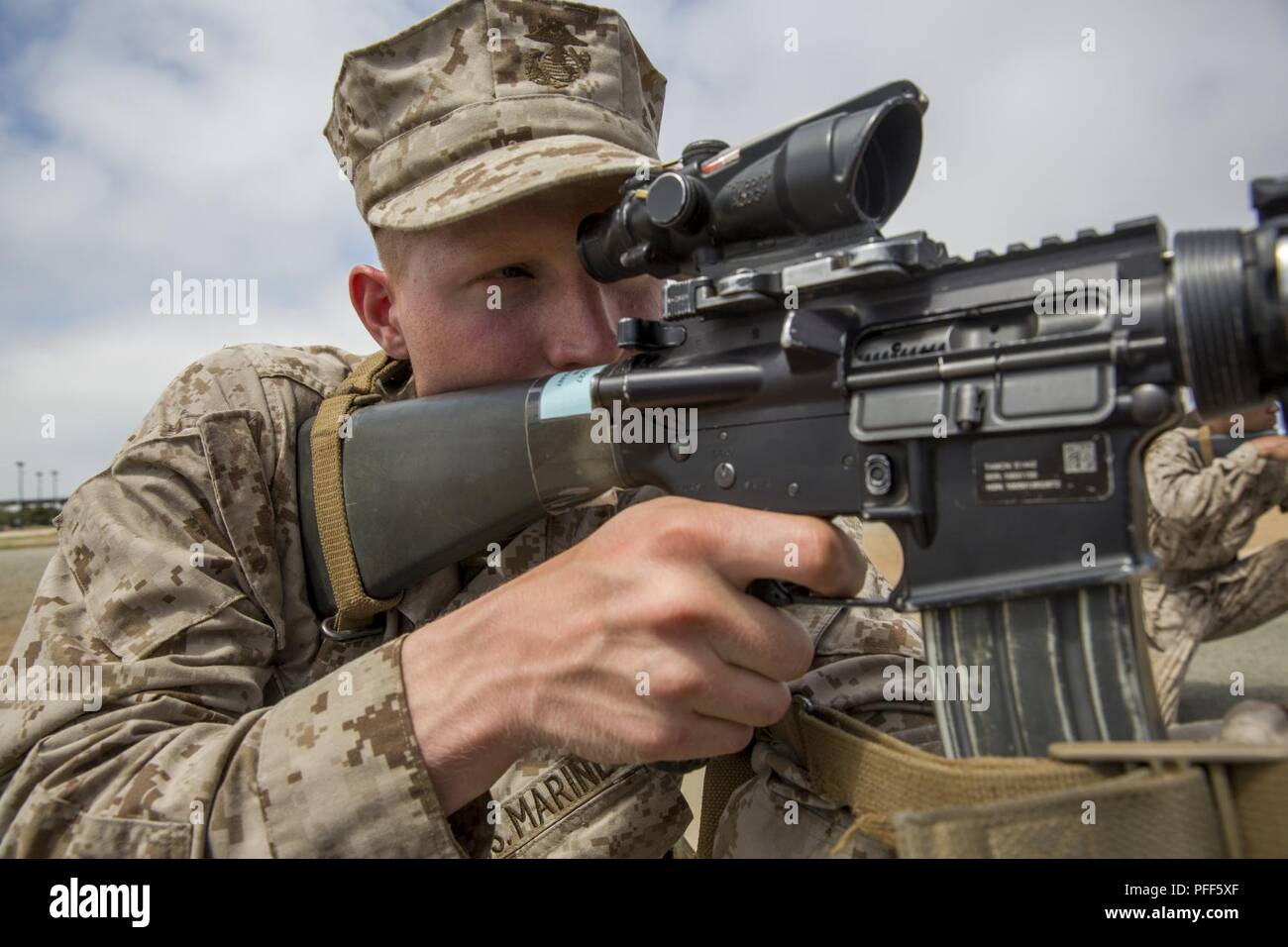 A recruit with Kilo Company, 3rd Recruit Training Battalion, practices ...
