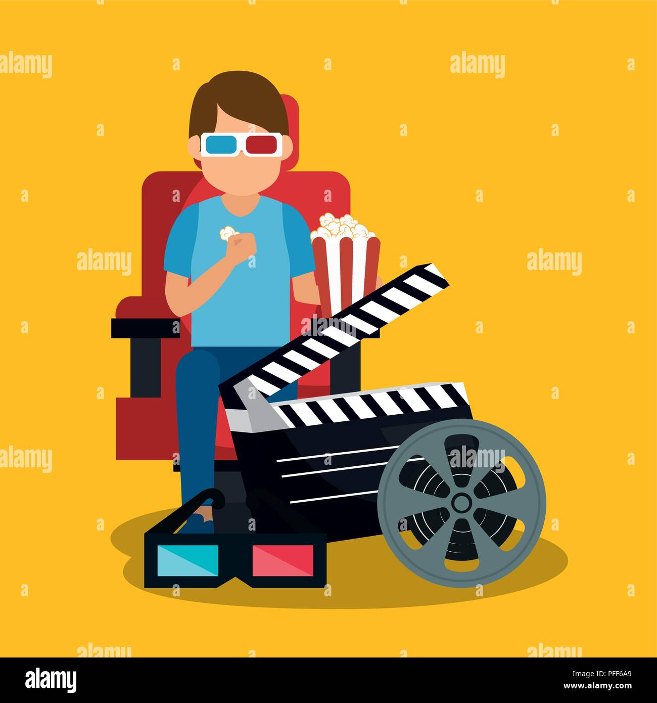 young man with glasses 3d and cinema icons Stock Vector Image & Art - Alamy