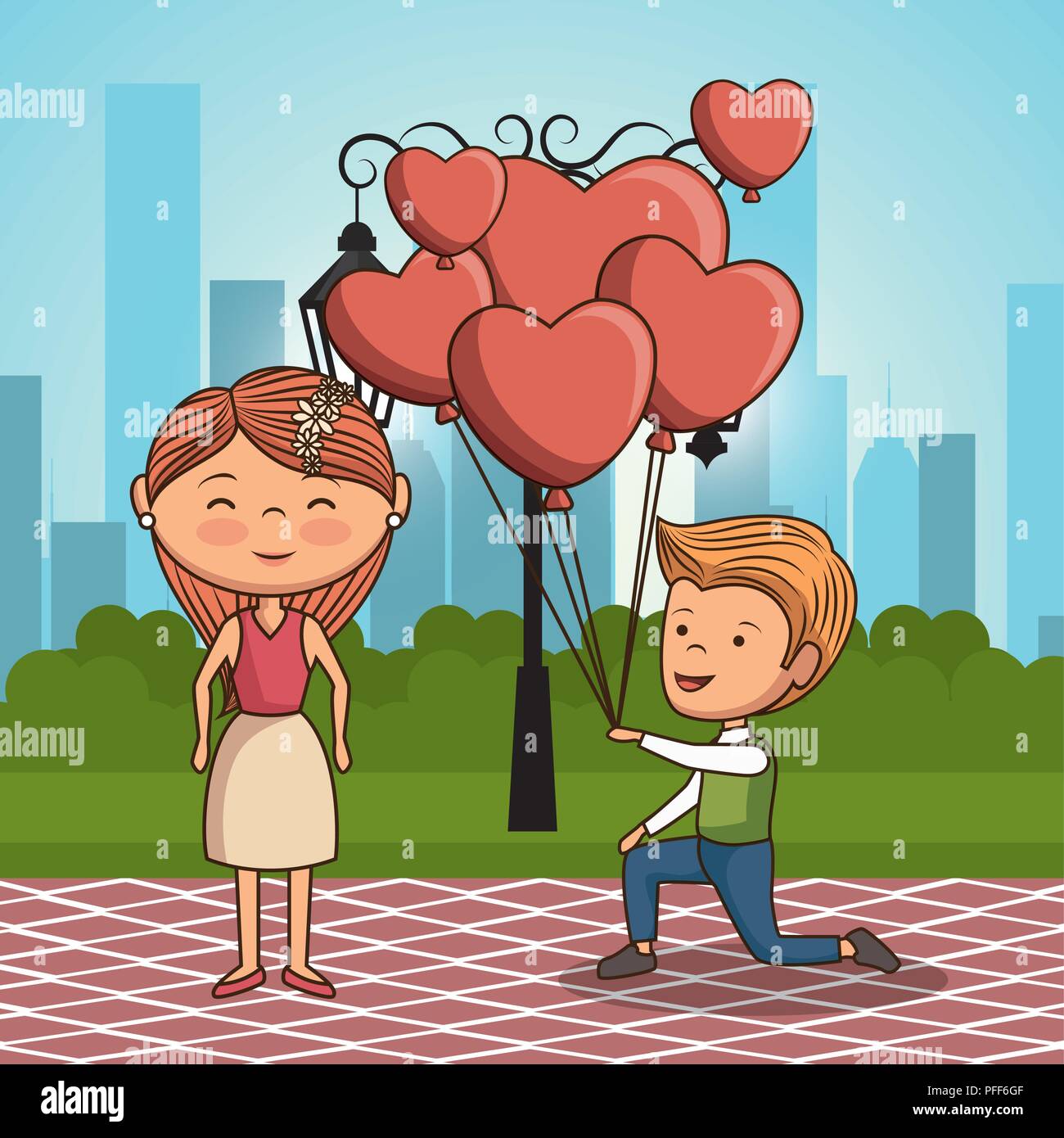 couple in love on park Stock Vector Image & Art - Alamy