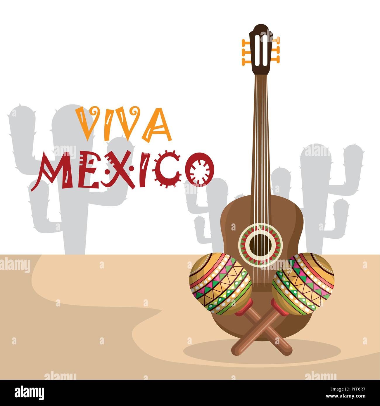 guitar and maracas mexican fiesta Stock Vector Image & Art - Alamy