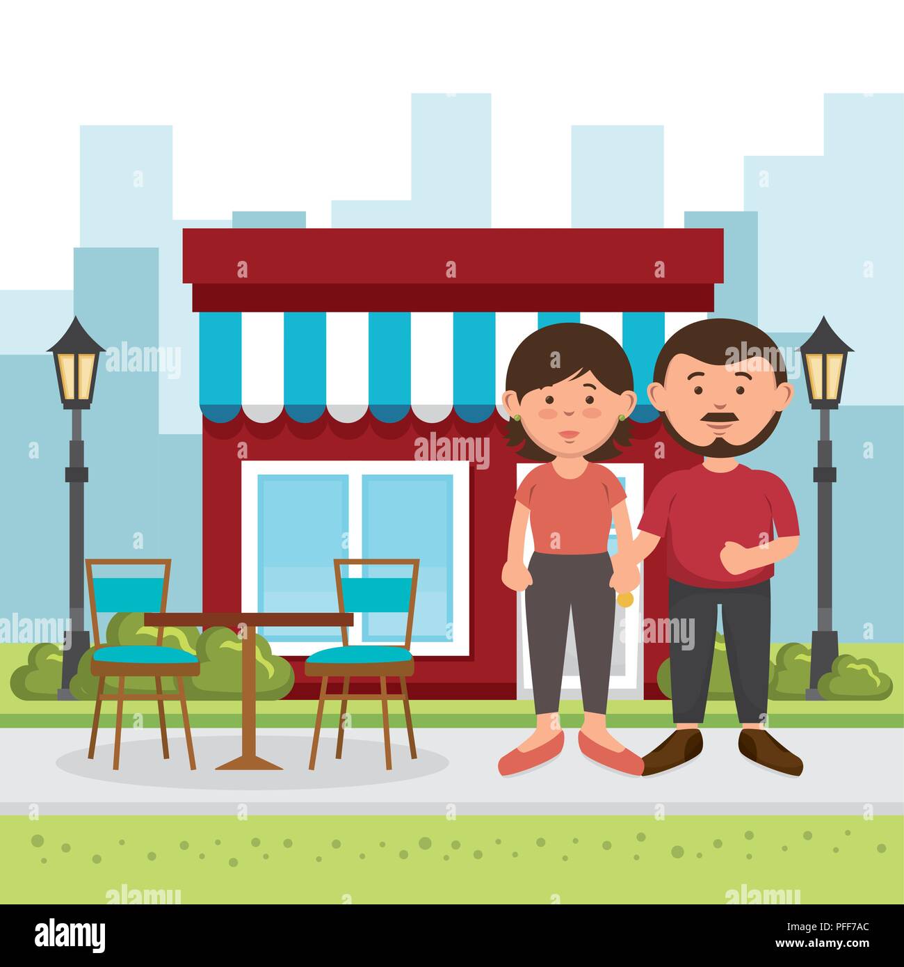 couple lovers on the street Stock Vector Image & Art - Alamy