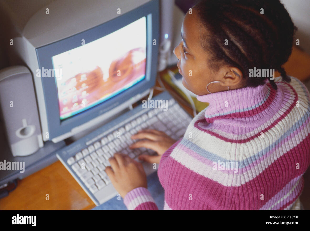 Child using a computer Stock Photo - Alamy
