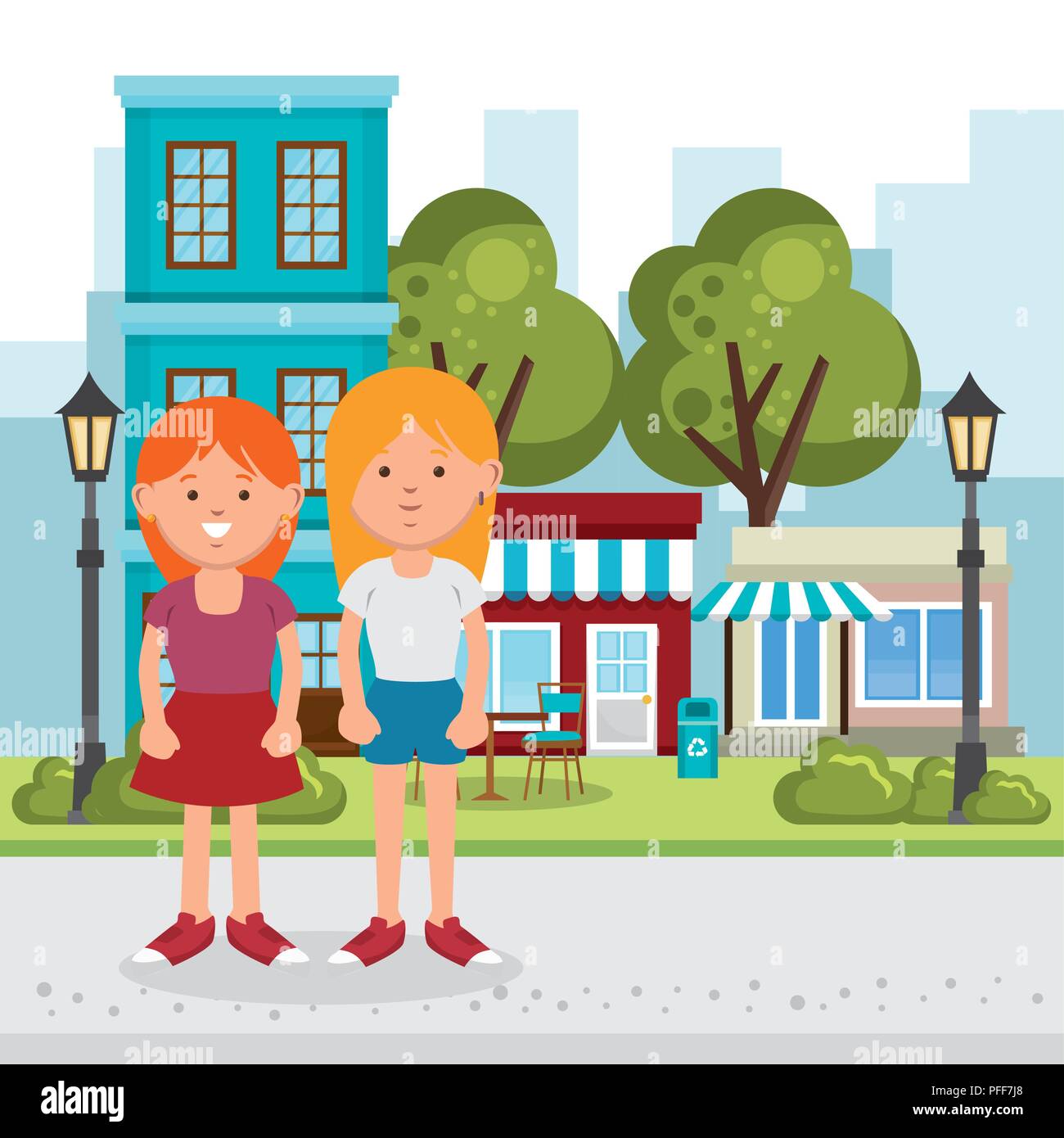 women couple on the park characters Stock Vector Image & Art - Alamy