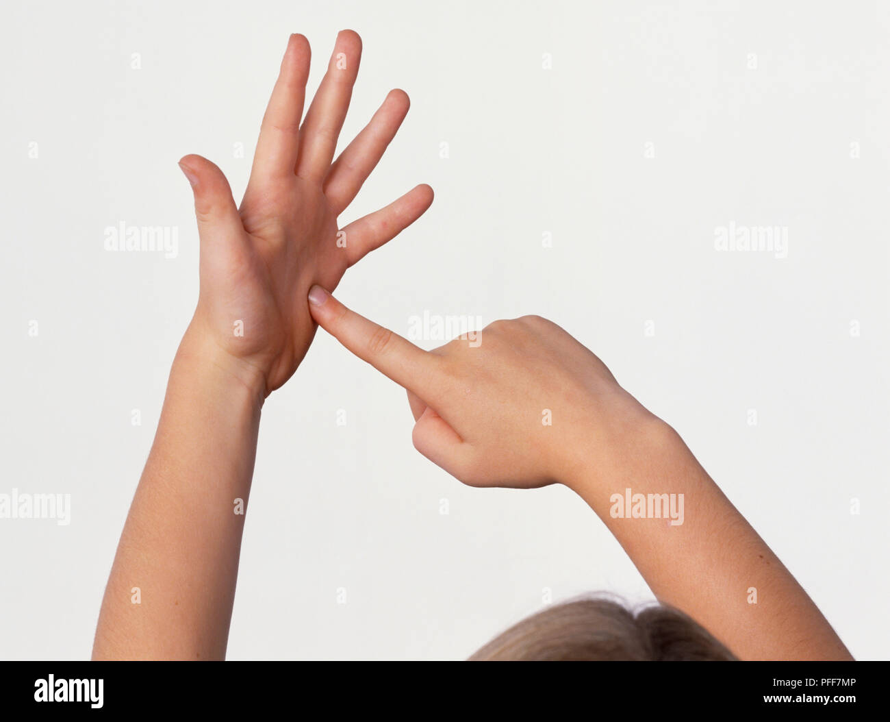 Hand signing the letter t Stock Photo - Alamy