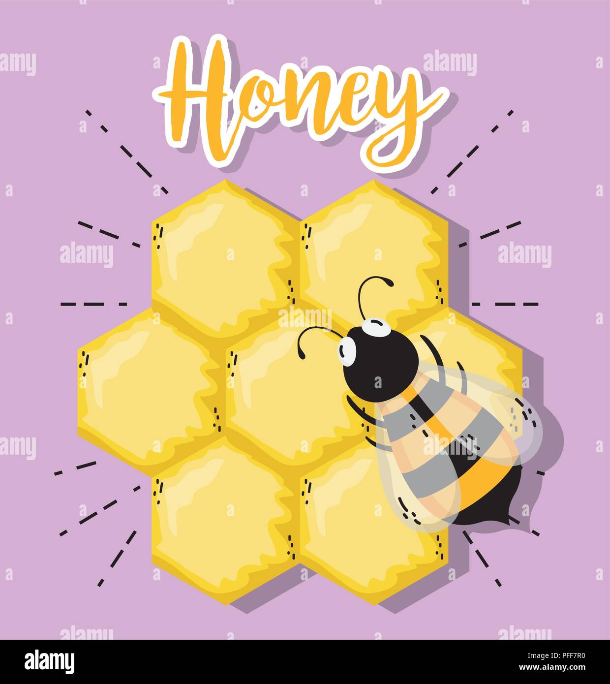 Cute bee honey comb Stock Vector Images - Alamy