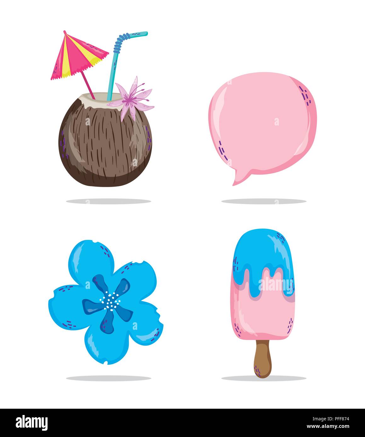 Set of summer cartoons Stock Vector Image & Art - Alamy