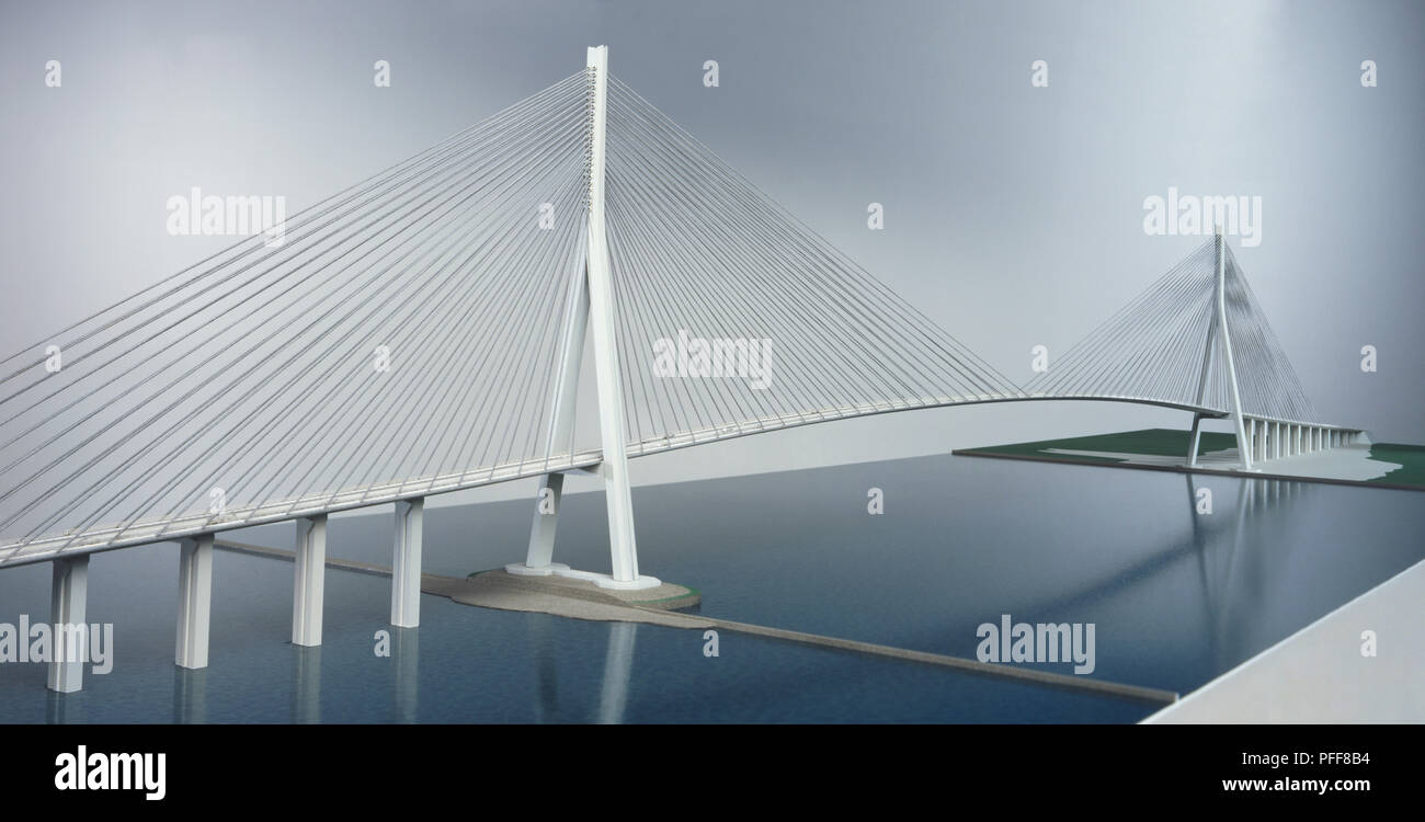 Model of suspension bridge Stock Photo - Alamy