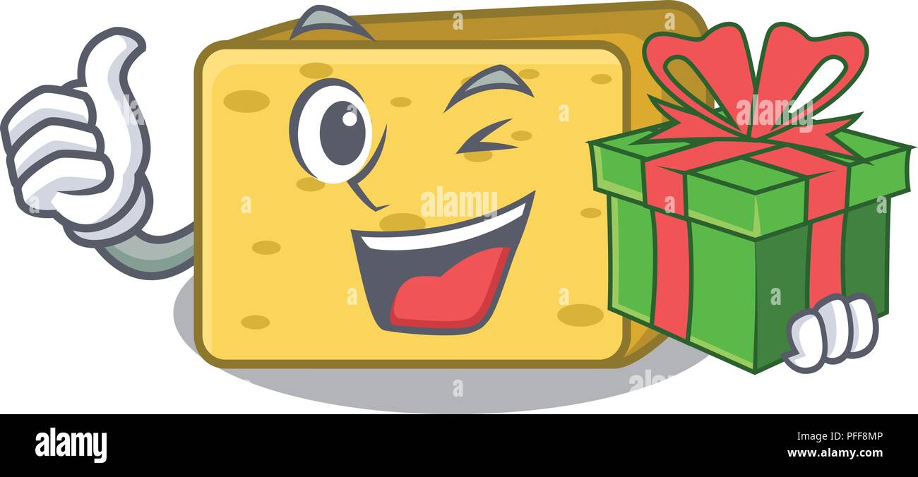 With gift gouda cheese pieces cartoon Stock Vector Image & Art - Alamy