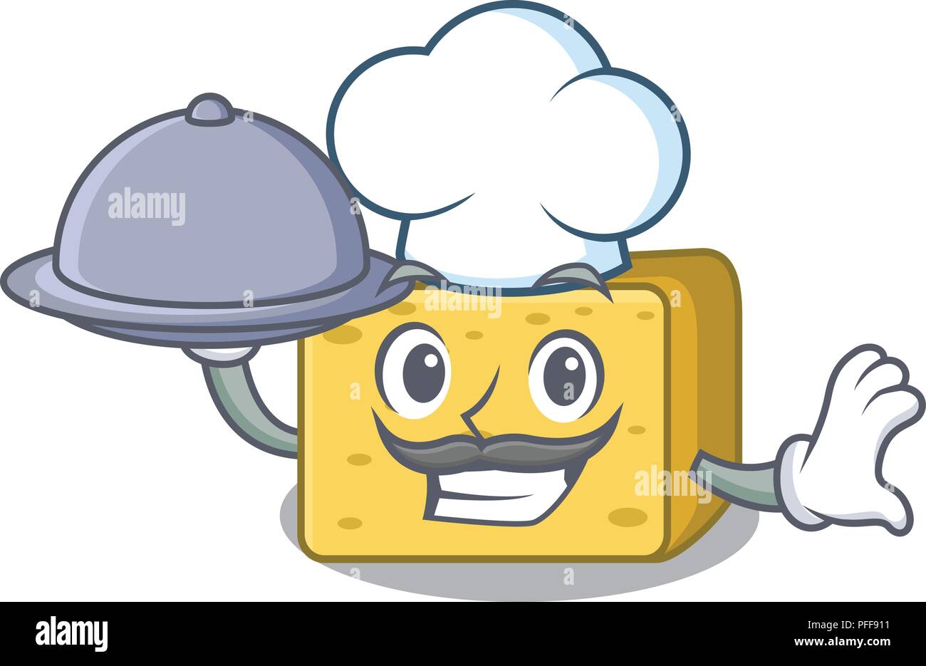 Chef with food gouda cheese pieces cartoon Stock Vector Image & Art - Alamy