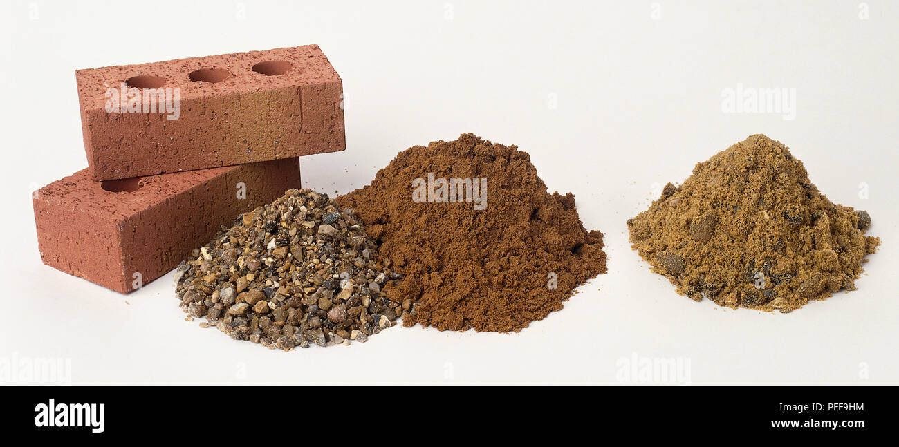 Bricks, sand and gravel Stock Photo - Alamy