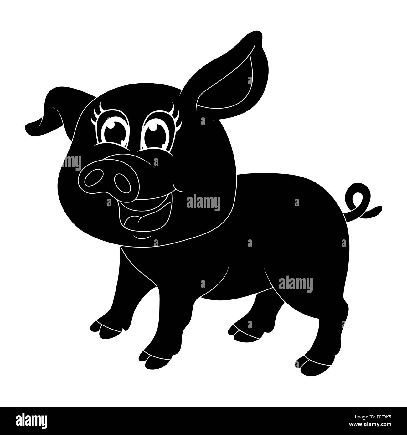Pig Cartoon Black And White