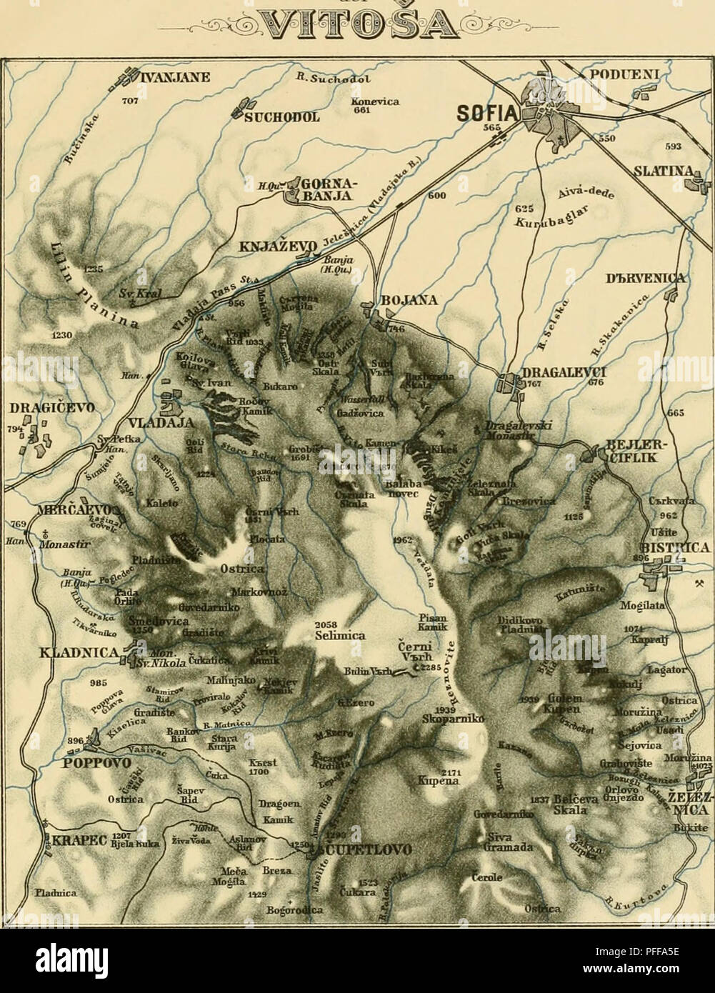 This geological map of the Vitosa region in Bulgaria, created by L ...