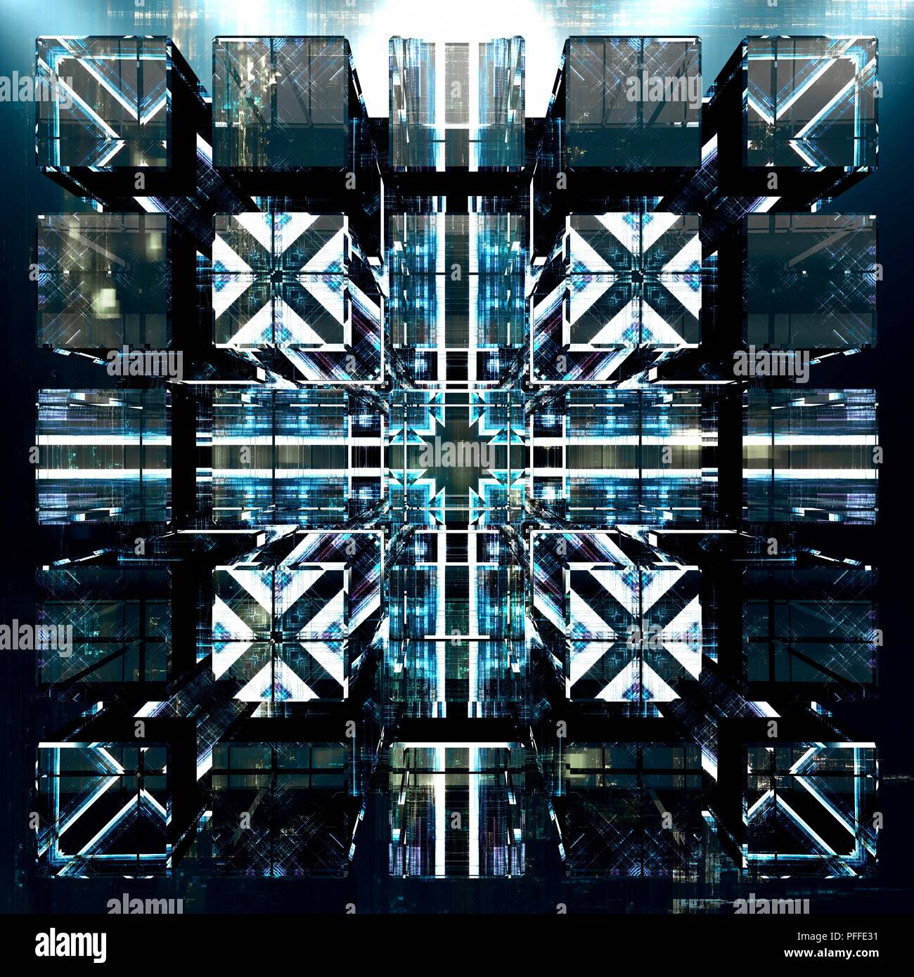 Abstract concept of a futuristic quantum computer in rows Stock Photo ...