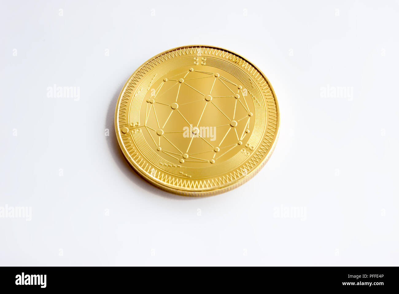 On a white background is isolated gold coin of a digital crypto ...