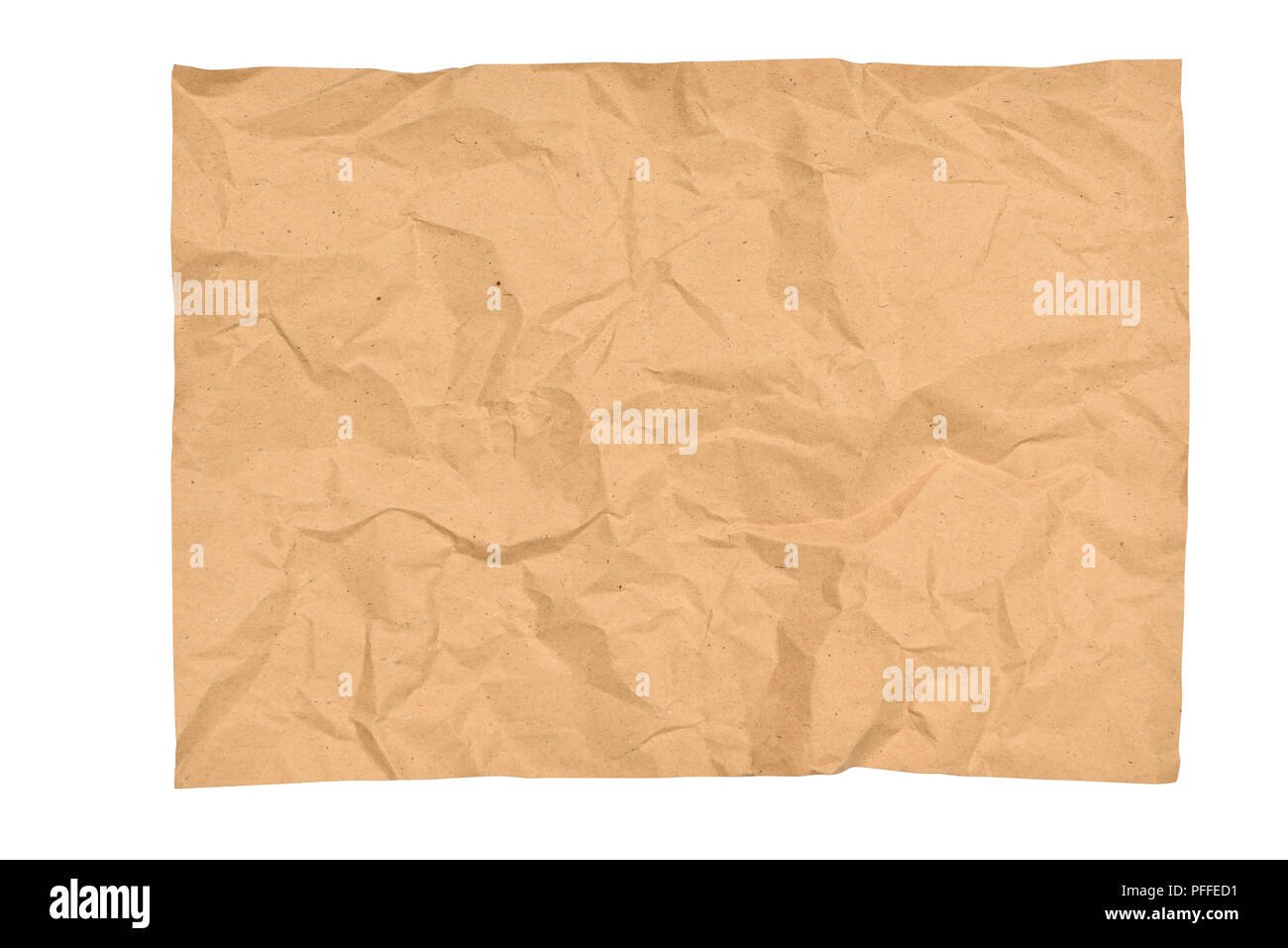 Wrinkled brown paper isolated over white background Stock Photo - Alamy