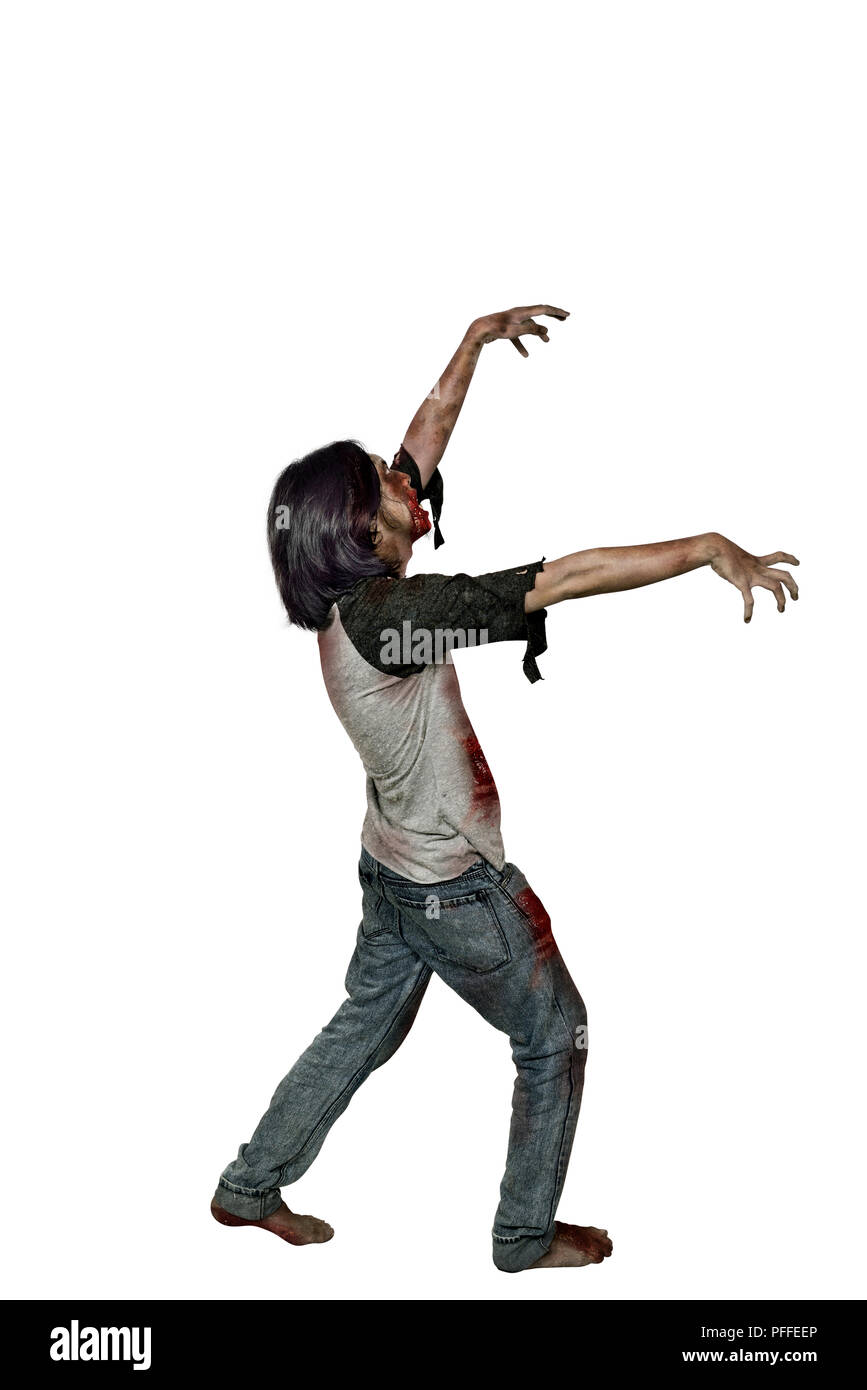 Images of zombie man with blood posing isolated over white background ...