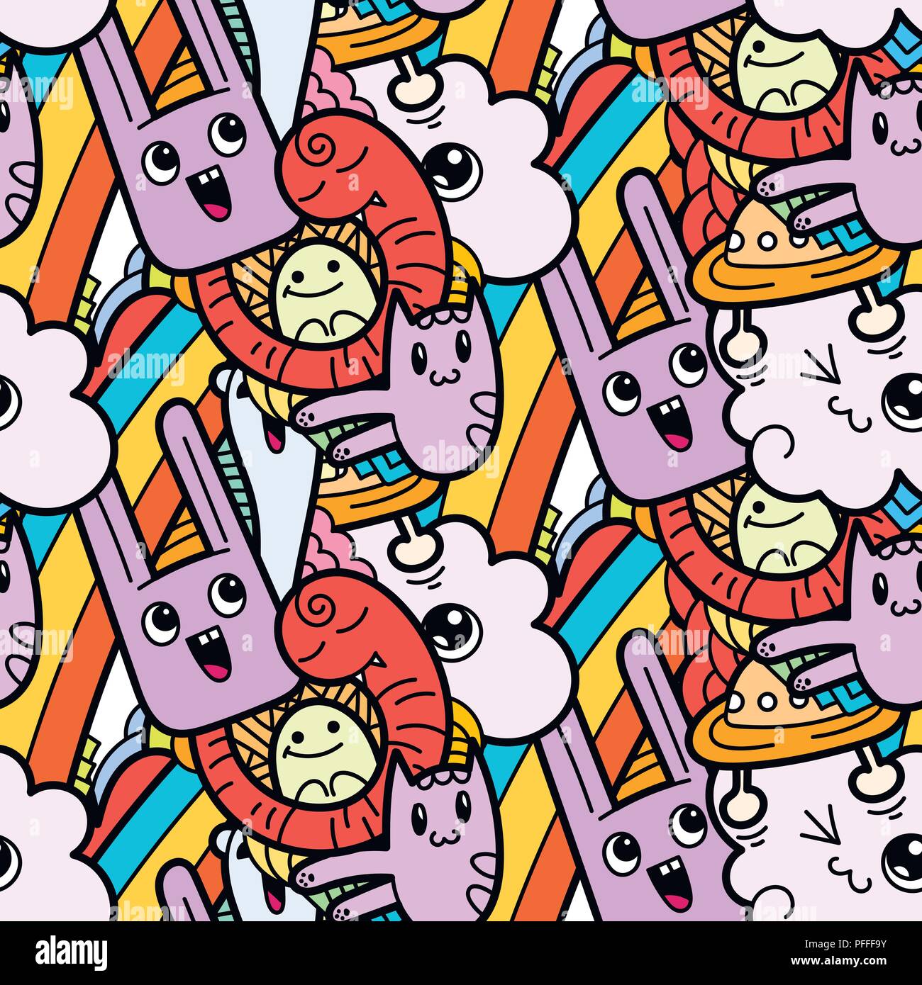 Funny doodle monsters seamless pattern for prints, designs and coloring ...