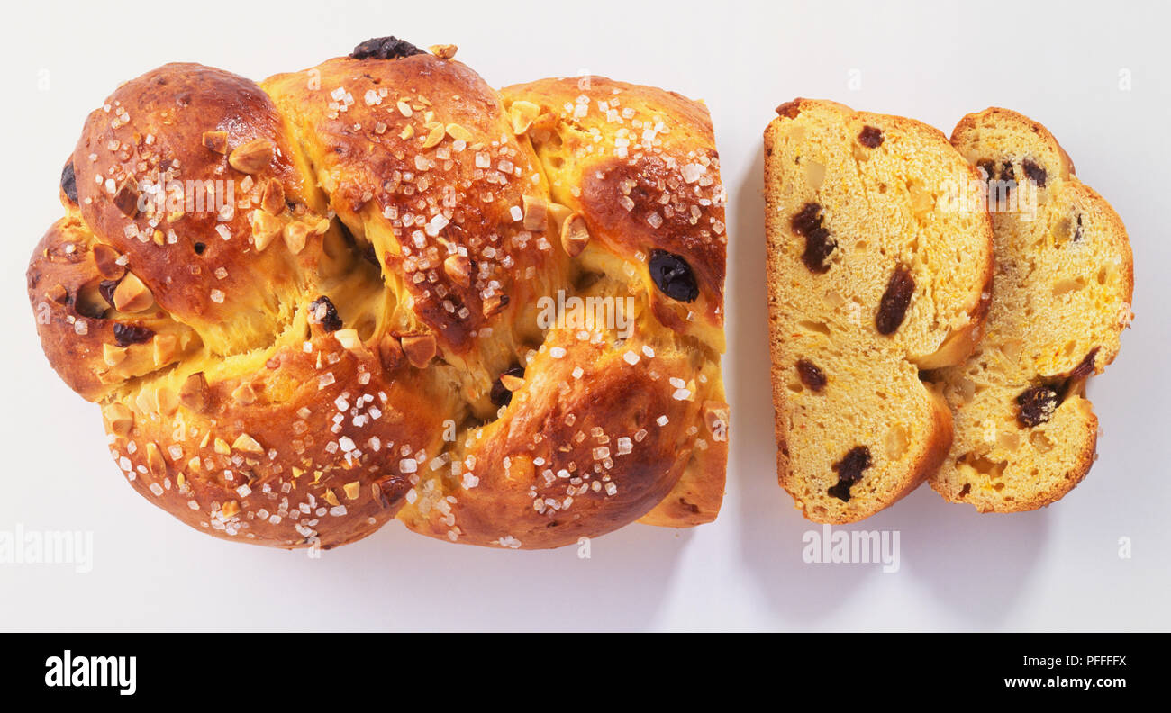 Sliced Swedish Saffron Plait, traditional cake for celebrating Sankta ...