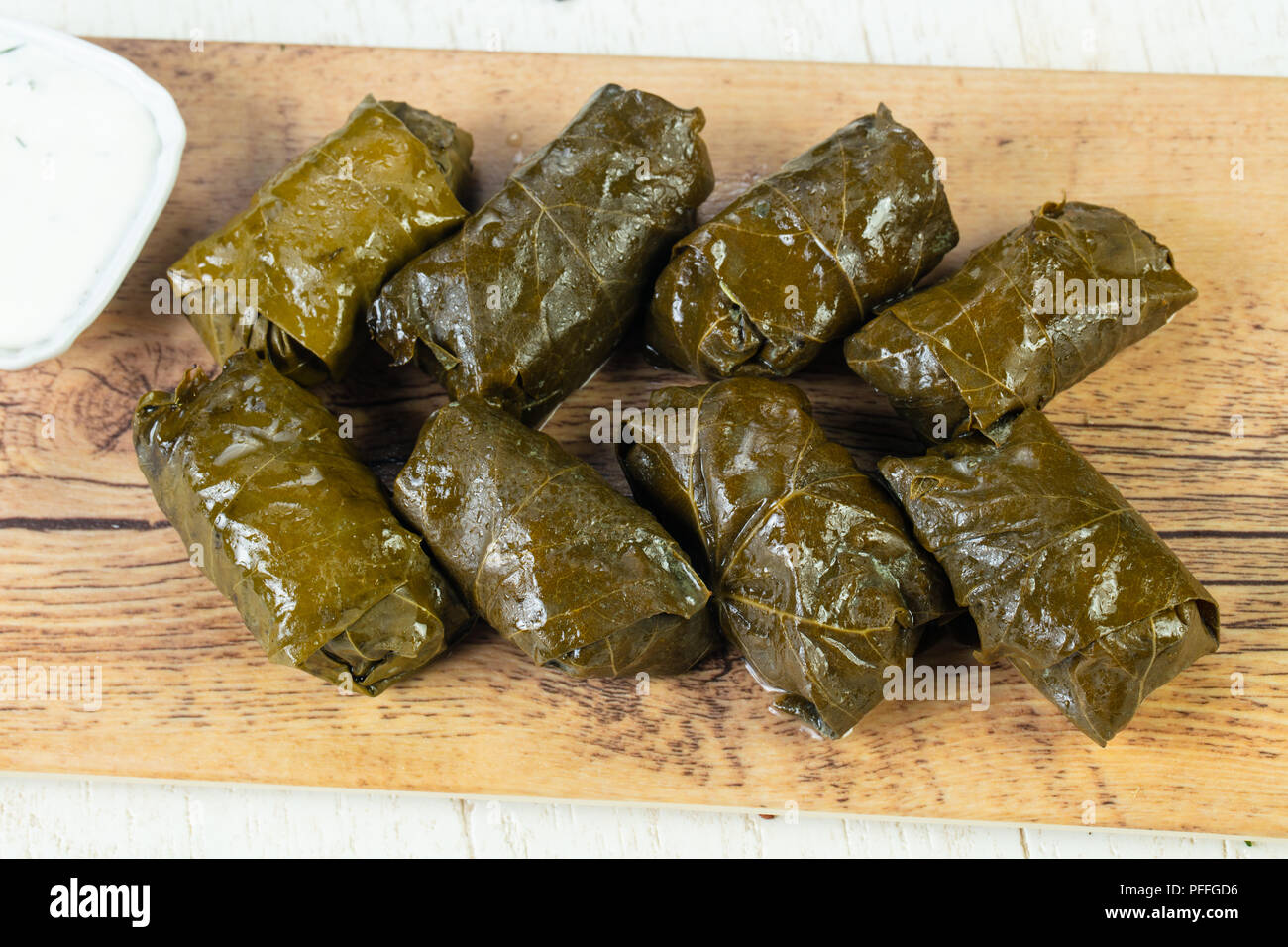Traditional dolma grape leaves with meat Stock Photo - Alamy