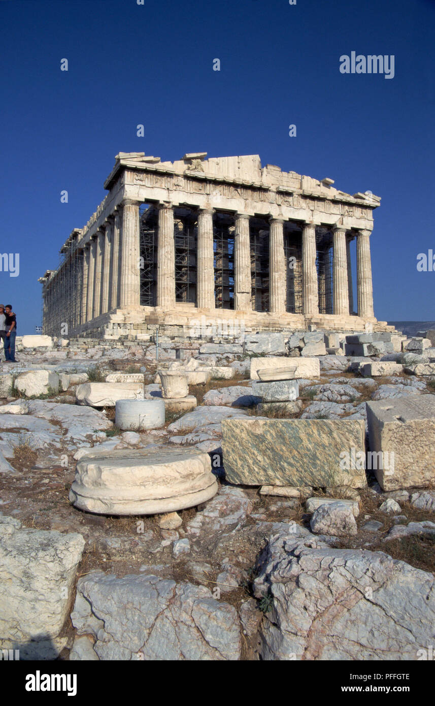 Greece, Athens, The Acropolis of Athens with building scaffolding ...