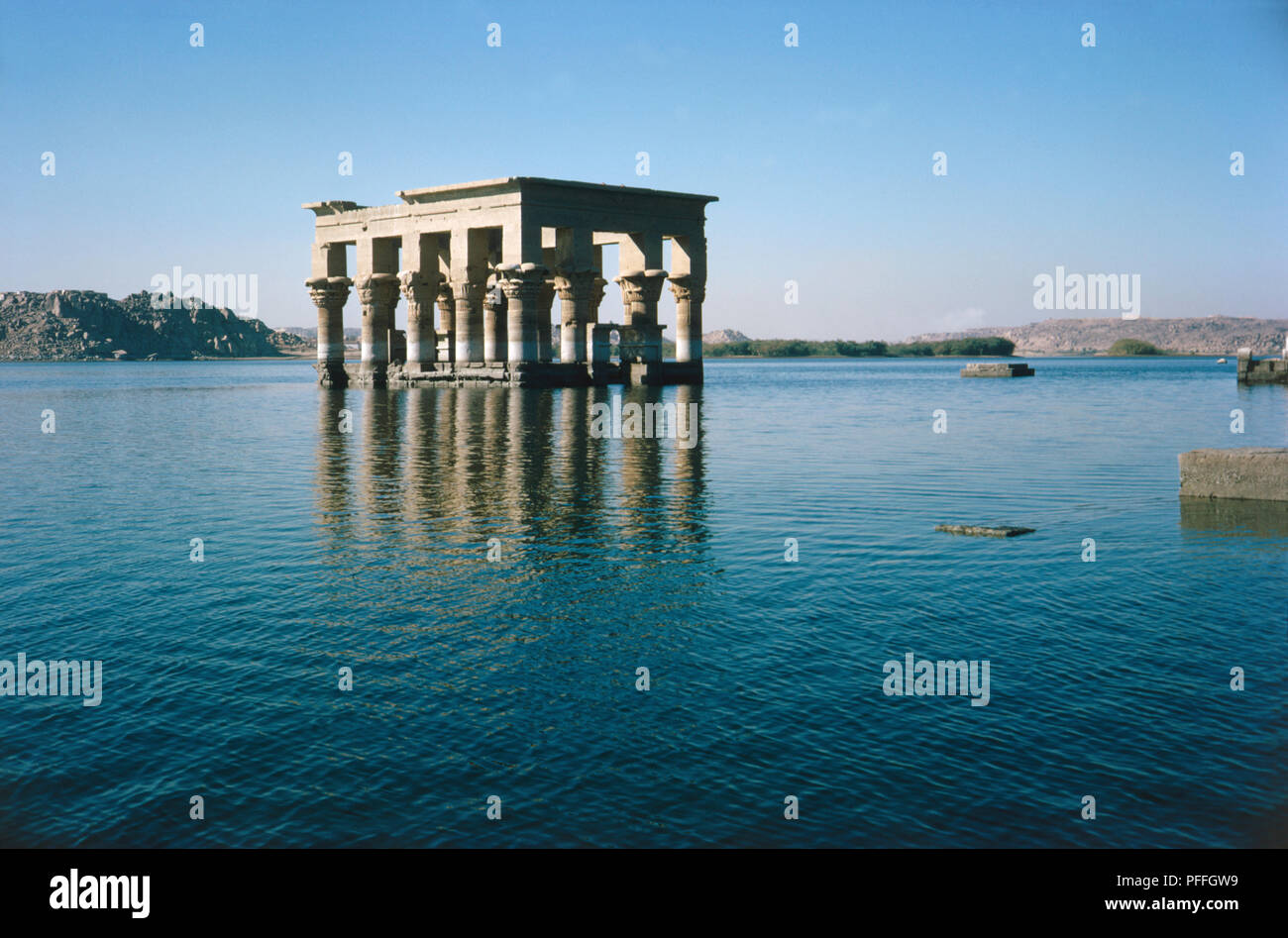 Egypt, Philae Island, Trajan's Kiosk, Pharaoh's Bed, partially ...