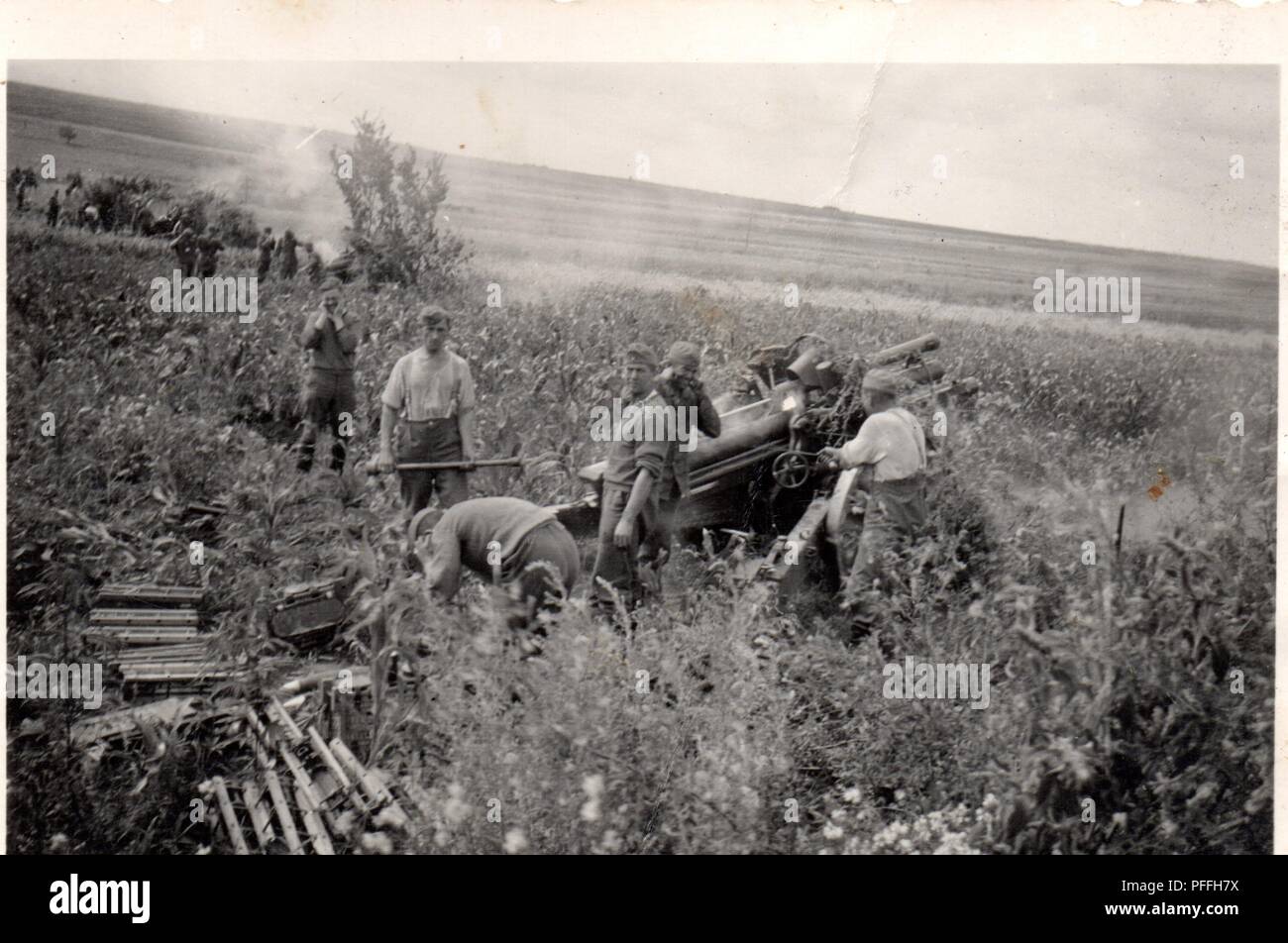 German Soldiers Fire Artillery near the Don river 1942 during the ...