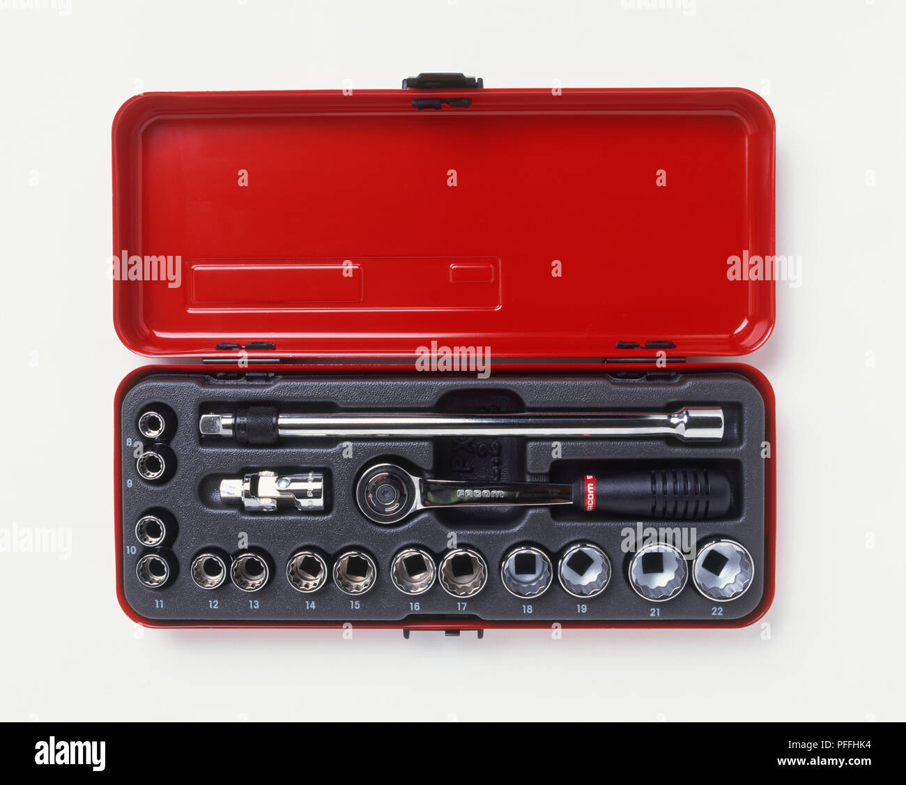 Toolbox including spanner and various sizes of sockets Stock Photo - Alamy