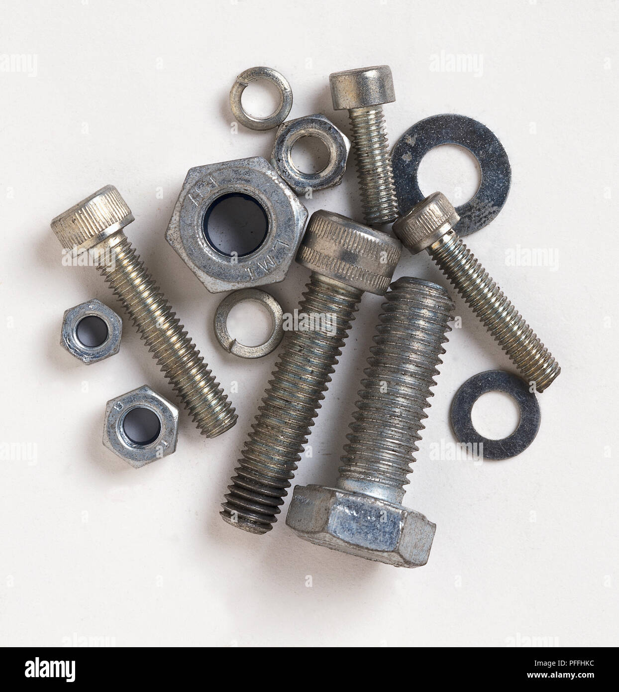 Fasteners consisting of a stock of spare nuts, bolts, and washers Stock ...