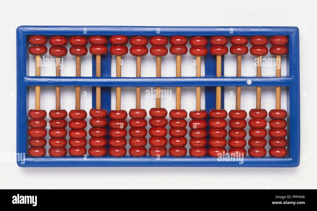 A blue and red wooden abacus Stock Photo - Alamy