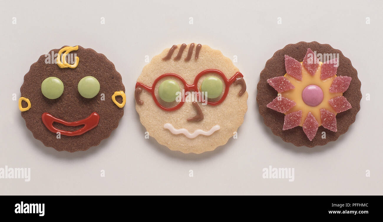 Shortbread picture biscuit of a funny face wearing glasses with red ...
